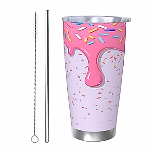 AYCZN Donut Dessert 20 OZ Tumbler Stainless Steel Travel Coffee Mug, Colorful Sprinkle Insulated Water Bottle with Lid Leakproof Thermal Cup