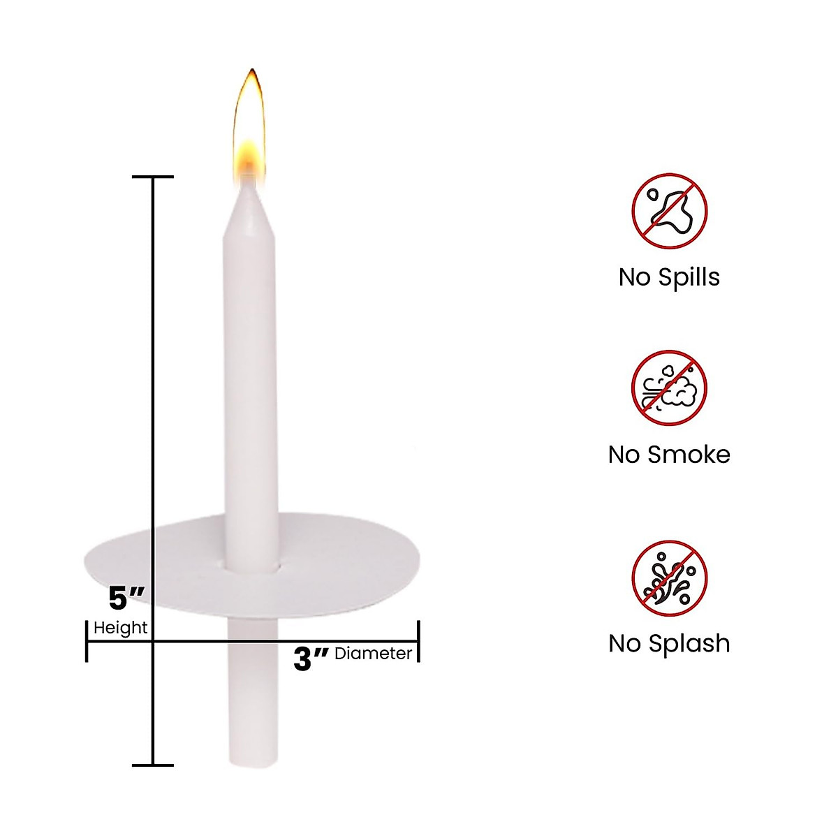Church Candles with Drip Protectors, Box of 50 Candles, Devotional Candlelight Vigil Service Taper Candles, Smokeless,Unscented White 5" X 1/2"