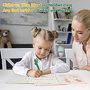 Magic Ink Practice Copybook for Children Ages 3-8, Reusable Writing Practice Book for Preschools Grooves Template Design,Handwriting Practice for Kids,Magic Practice Copybook Set(4 Books with Pens)