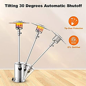 Legacy Heating 47000 BTU Outdoor Propane Patio Heater, Stainless Steel Outside Space Gas Heater with Wheels, Standing Patio Floor Air Heater, for Commercial, Residential, Garden, Porch, Party, Deck