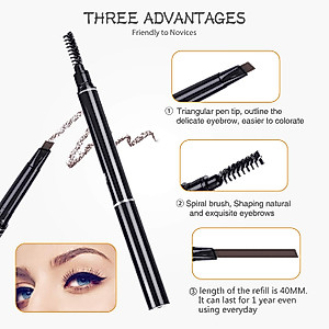 HOCOSY Eyebrow Kit, 8 in 1 Tweezers for Eyebrows, Professional Eyebrow Grooming Set include Stainless Steel Eyebrow Razor Eyebrow Brush Eyebrow Scissors Brown Eyebrow Pen with Travel Case