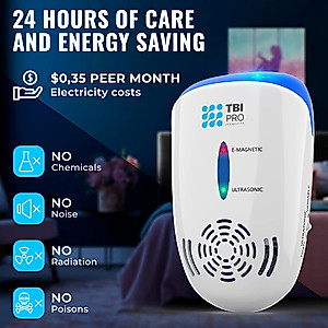 Effective Ultrasonic Pest Repeller - Wall Plug-in Electromagnetic & Ionic - Ant Fly Mosquito Mouse Rats Roach Repellent indoor - Cockroach Control Safe Quiet Electronic Device - 3000 Sq.ft (2-Pack)