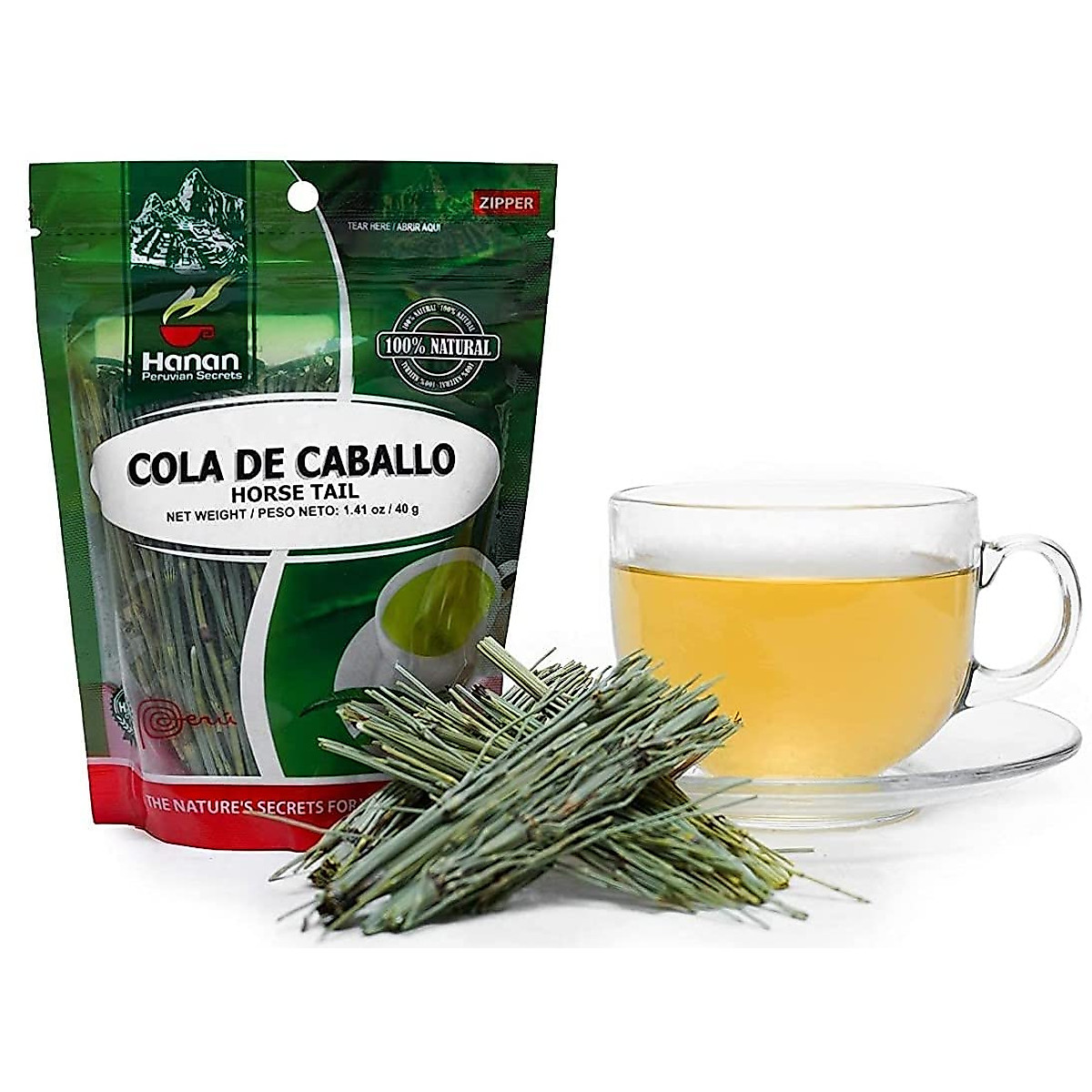 Hanan Horsetail Loose Herb Tea (Cola de Caballo) 1.4 oz (40 g) – Natural, Dried Horse Tail Supplement AKA Shavegrass, Snake Grass, Equisetum, Puzzlegrass, Equisetum arvense