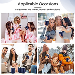 30 Pieces 12 oz Stainless Steel Wine Tumbler Bulk Double Wall Vacuum Insulated Wine Glasses with Lids and Straws Travel Mugs Coffee Tumbler Cups for Wedding Birthday Party Favor Gifts (Navy Blue)