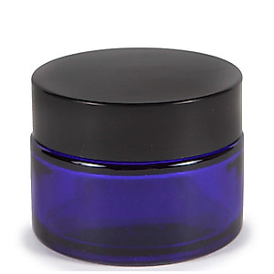 Vivaplex, 12, Cobalt Blue, 1 oz, Round Glass Jars, with Inner Liners and black Lids