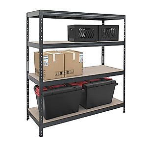 AR Shelving Heavy-Duty Garage Shelving, 4-Shelf Unit, 1000-Lb. Capacity Per Shelf, 60in.W x 24in.D x 70in.H, Model# TR18S410KGIFD9G00