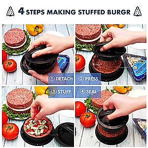 Meykers Burger Press Hamburger Press Patty Maker - with 100 Wax Papers Hamburger Patty Press Burger Mold Non-Stick 3-in-1 for Stuffed Cheeseburger Slider Burger Stuffer Beef Cheese Halal Vegan Grill