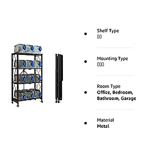 Storage Shelves, Closet Organizers and Storage 4-Shelf Foldable Metal Shelving Units 28" W x 14" D x 50" H for Garage Kitchen Bakers, Collapsible Organizer Rack, Heavy Duty on Wheels (4 -Shelf)