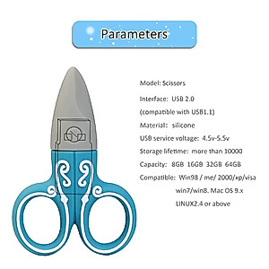 LEIZHAN Cute USB Flash Drive 16GB, 3 Pack Scissors Design Novelty Thumb Drive USB 2.0 Computer Memory Stick Pen Drive U Disk Jump Drive Gift