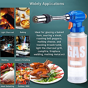 Upgraded Butane Grill & Cooking Blow Torch, Kitchen Torches Head Cooking Adjustable Kitchen Culinary Grilling Tool For Sous Vide, Creme Brulee, Baking, Outdoor BBQ (Tank Not Included)