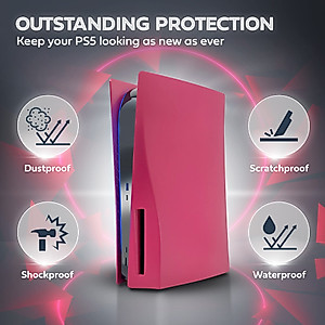 HAPROUND PS5 Face Plates for Disc Edition, Replacement Cover Plates, ABS Shell, Hard Shockproof PS5 Console Cover (Cosmic Red)
