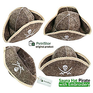 PetriStor Sauna Hat Pirate/Filibuster for Man Natural Felt 100% Natural Made in Ukraine