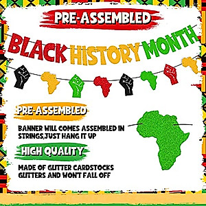 Black History Month Party Decoration Black History Month Banner for African American Black History Month Holiday Party Supplies Glitter Party Decor