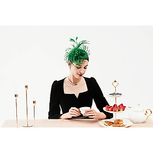 St Patricks Day Fascinators Hat for Women Tea Party Headband Kentucky Derby Wedding Cocktail Mesh 7" Hair Clip 1pc