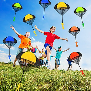 Dshengoo 10 Pcs Parachute Toy,Tangle Free Throwing Parachute Toys,Outdoor Toss It Up Flying Toys for Kids,5 Colors