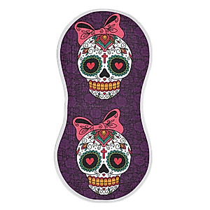YYZZH Mexican Sugar Skull Purple Floral Muslin Burp Cloths for Baby 1 Pack Soft 100% Cotton Baby Washcloths Bibs for Boy Girl