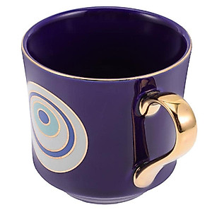 MOWUQEEN Espresso Coffee Cups Set, Evil Eye cups Ceramic Coffee Mug, Hamsa Hand Designed Set of Cups And Saucers resso Coffee Cups Set, Ceramic Coffee Mug Tea Cup (DY-Devil's Eye Cup-C)