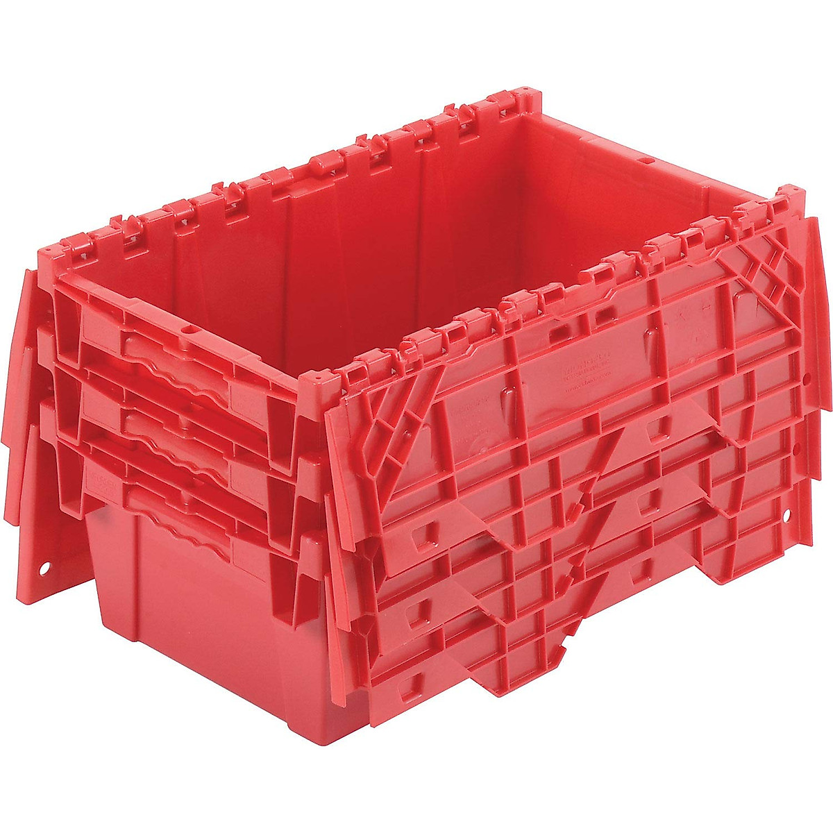 Global Industrial Distribution Container With Hinged Lid 19-5/8x11-7/8x7 Red