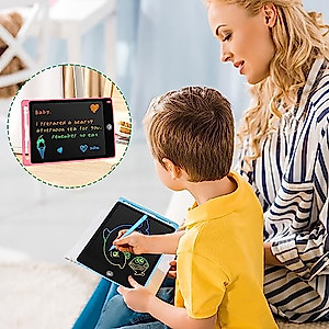 2 Pack LCD Writing Tablet, 8.5 Inch Writing Tablet for Kids, Colorful Screen Doodle Board, Erasable and Reusable Digital Drawing Tablet, Learning Educational Toys for Girls Boys, Blue+Pink
