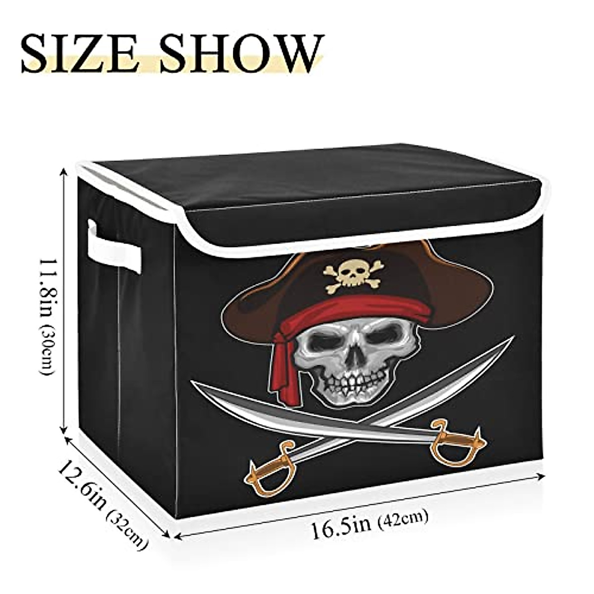 innewgogo Pirates Skull Storage Bins with Lids for Organizing Closet Organizers with Handles Oxford Cloth Storage Cube Box for Car