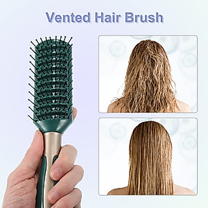 VOCOSTE Vent Hair Brush, Detangling Brush for Women and Men, Wet Hair Brush with Ball Tipped Bristles for All Hair Types, Green