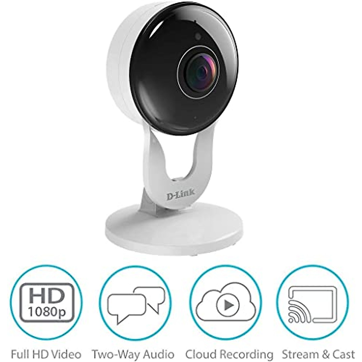 D-Link 1080p Wi-Fi Indoor Security Camera, Full HD 137-degree Wide Angle Wi-Fi Camera, Cloud Recording, Two-way Audio, Motion Detection, Night Vision, Compatible with Alexa (DCS-8300LH) (Renewed)