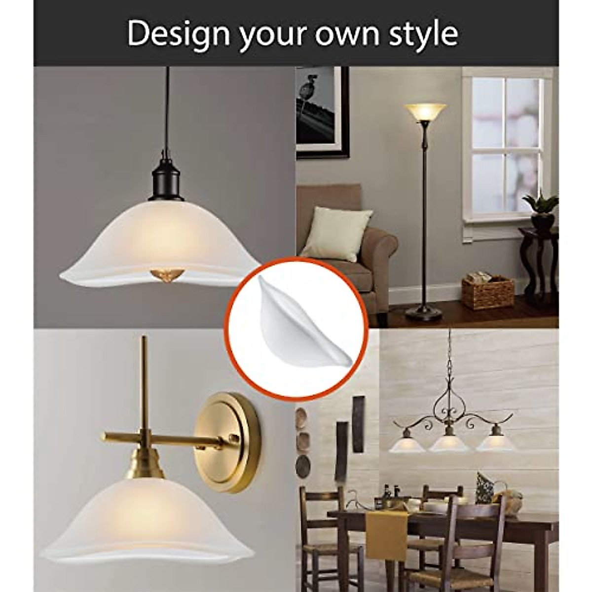 Aspen Creative 23518-11, Frosted Replacement Glass Shade for Medium Base Socket Torchiere Lamp, Swag Lamp and Pendant & Island Fixture, 10-3/8" Diameter x 3-7/8" Height