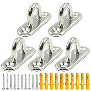 Hxchen M5 Eye Plate Marine Oval Buckle Fixed Plate Seat Rope Pull Ring Oval Door Buckle 304 Stainless Steel 1.8 Inch Length - (5 Pcs)