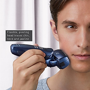 Panasonic Arc4 Electric Razor for Men 4Blade Electric Shaver with Popup Trimmer Rechargeable Wet Dry Foil Shaver, Blue, 1 Count