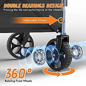 ANEWNICE Grehge le Folding Wagon, Wagon Cart HEA Garden Sculpture Outdoor Decoration