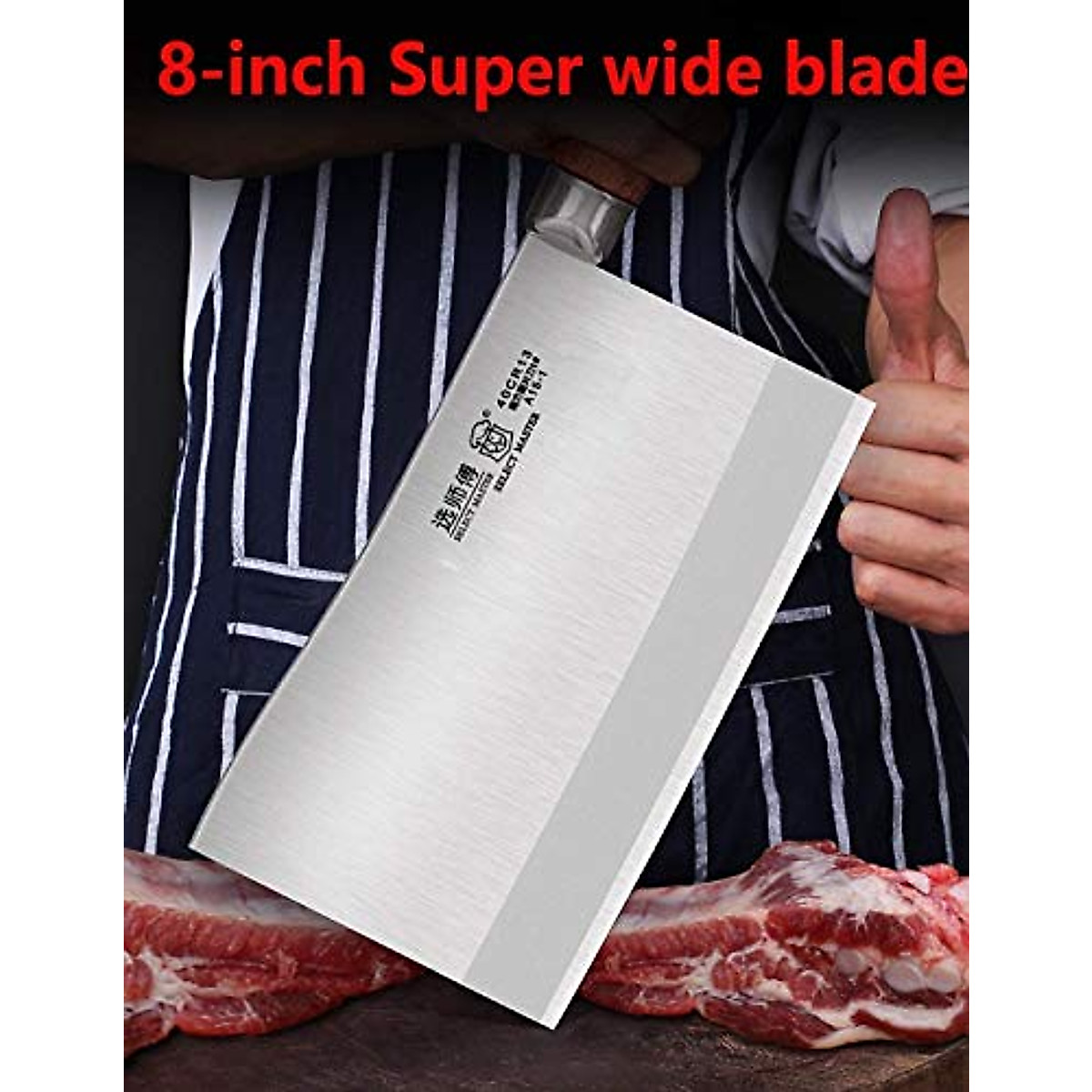 SELECT MASTER Meat Cleaver - Professional Chinese Chef Knife - Heavy Duty Bone Chopper Kitchen Knife - Super Thick Blade - for Home & Restaurant from