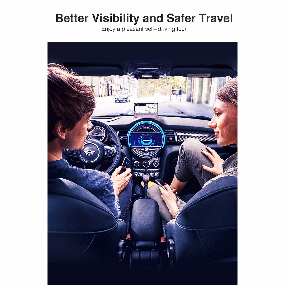 Loncaster Car Phone Holder, Pink & Purple Car Phone Mount Silicone Car Pad Mat for Various Dashboards, Slip Free Phone Stand Compatible with iPhone, Samsung, Android, GPS Devices and More