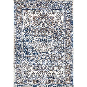 nuLOOM Lilah Vintage Medallion Area Rug, 9x12, Light Blue