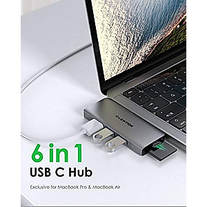 LENTION 6 in 1 USB C Hub with 1 USB C (100W PD/40Gbps Data/5k Video Output), 3 USB 3.0 & SD/Micro SD Card Reader Compatible 2016-2023 MacBook Pro 13/15/16, Mac Air(CB-CS62, Space Gray)