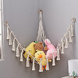 Rousytn Stuffed Animal Hammock Plush Toy Hammock Stuff Animals Organizer Storage Large Corner Plush Toys Net Holder Toy Hammock for Bedroom, Nursery