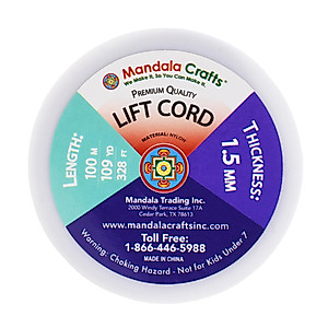 Mandala Crafts Strings Lift Cords - Roman Shades Cord Egg Shell 1.5mm Nylon Cord - 109 Yds Braided Nylon String