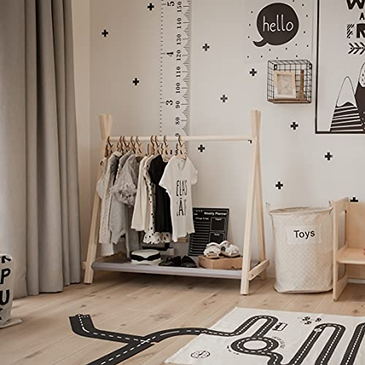 Children wardrobe, Montessori Teepee Style Clothing Rack with Storage, Shop display rack