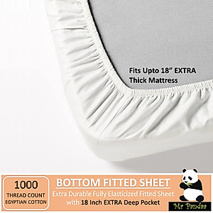 Split King Sheet Set for Adjustable Bed - 1000-Thread-Count 100% Egyptian Cotton 18 inch Deep Pockets 1000-TC 5PC Bedsheet - Mediterranean Blue