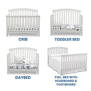 Delta Children Emerson 4-in-1 Convertible Crib - Greenguard Gold Certified, Bianca White