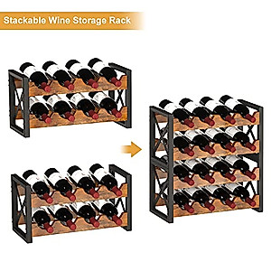 Homeiju 2-in-1 Wine Rack Countertop, Small Wine Rack Organizer Holder, Wooden Wine Rack Inserts for Cabinet, Stackable Wine Rack for Kitchen,Home Bar