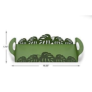 Mango Steam Decorative Coffee Table, Ottoman, Breakfast, Drinks, Serving, Bathroom Valet, Nightstand, Dresser Organizer Tray (Leaf, Green)