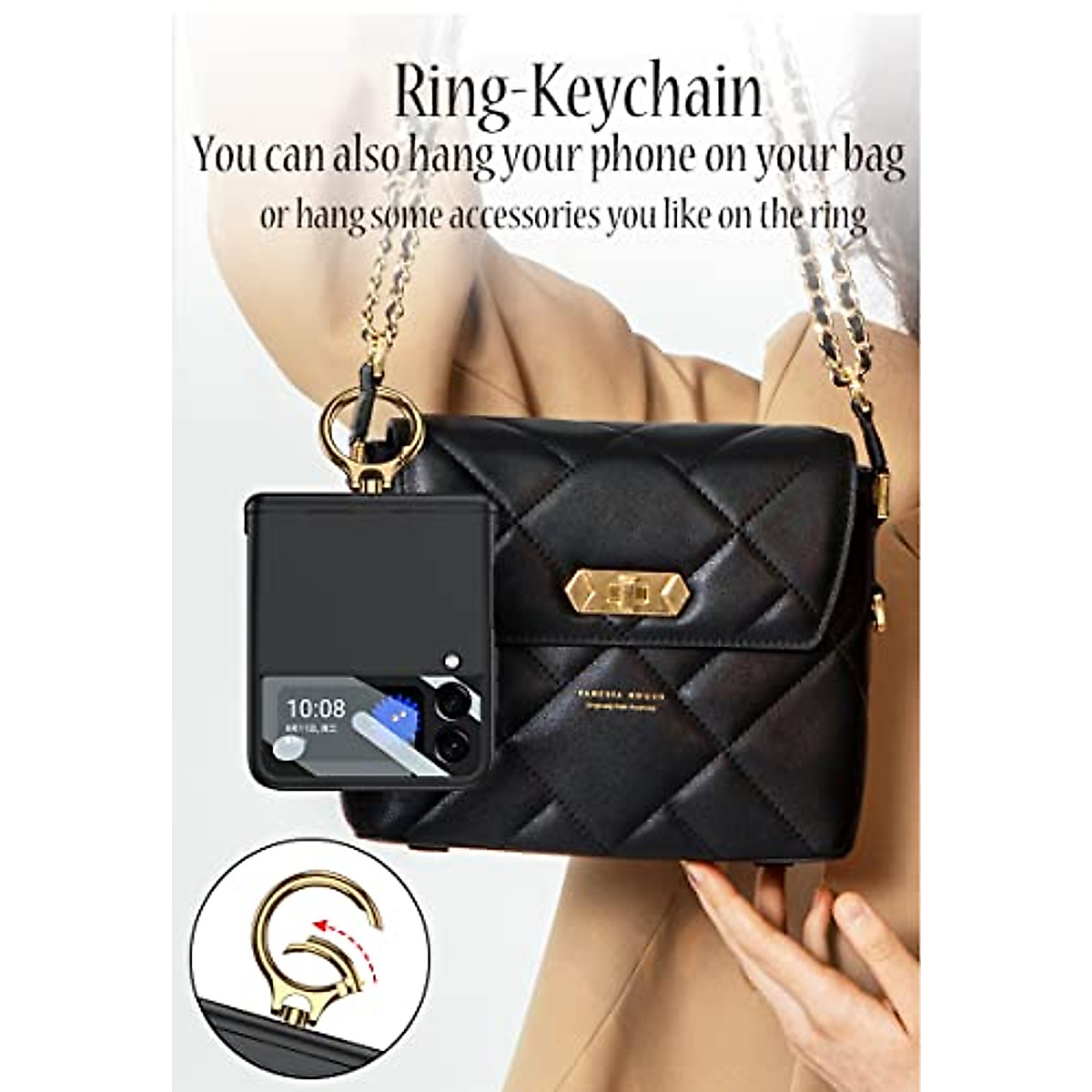 SHIEID Samsung Flip 3 Case with Ring, Z Flip 3 Case Hinge Protection, Flip Z 3 Case Shockproof Magnetic Attraction Hinge Protective Case Compatible with Galaxy Z Flip 3 5G, Black