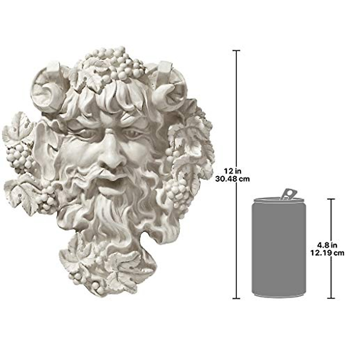 Design Toscano OS6212M Bacchus, Grape Harvest Wine Greenman Face Wall Sculpture, Medium Size, 10 inches wide, 12 inches tall, Handcast Polyresin, Antique Stone Finish