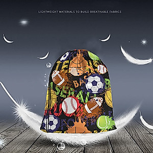 Beabes Balls Drawstring Bags Backpack Bag Baseball Basketball Volleyball American Popular Sports Game Fashion Art Sport Gym Sack Drawstring Bag String Bag Yoga Bag for Men Women
