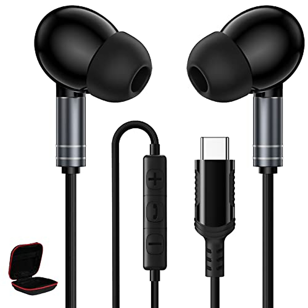 Jiunai USB C Headphone for Samsung S23, in-Ear Wired Digital Type C Ear Buds Noise Isolating Bass Driven Stereo Earphones with Mic Headset for Galaxy S22 S21 Ultra Z Fold 4 OnePlus 10T Pixel 7 Pro