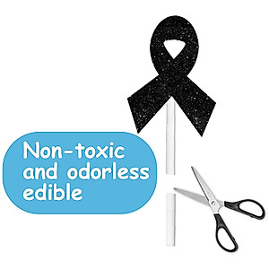 18pcs Black Glitter Dessert Cupcake Topper Cancer Chemo Free Survivor Warrior Theme Decor Supplies Breast Cancer Breast Care Awareness Birthday Party Decoration