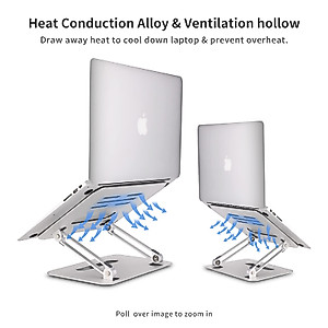 BFSGSGMR Aluminum Laptop Stand, Lifting and Folding Computer Stand, Ergonomic Laptop Stand, Compatible with MacBook Pro/Air, Laptop, up to 17 inches (Silver)