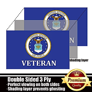 US Air Force Emblem Veteran Flag 3x5 Outdoor Double Sided 3 Ply-USAF Military Flags-Vivid Color Clear Pattern Reinforcement Sewing Durable Polyester with 2 Brass Grommets