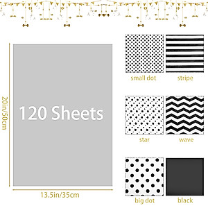 Offizon 120 Sheets of Black Wrapping Tissue Paper for Women, 13.5x20 Inches DIY Gifts Wrapping Paper, Wrapping Tissue for Holidays and Birthdays (35x50cm)