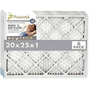 Proairtek AF20251M11SWH Model 20x25x1 Pack of 6 Air Filters, MERV 11; Ideal for Anyone Wanting Clean, Crisp Air in Their Home